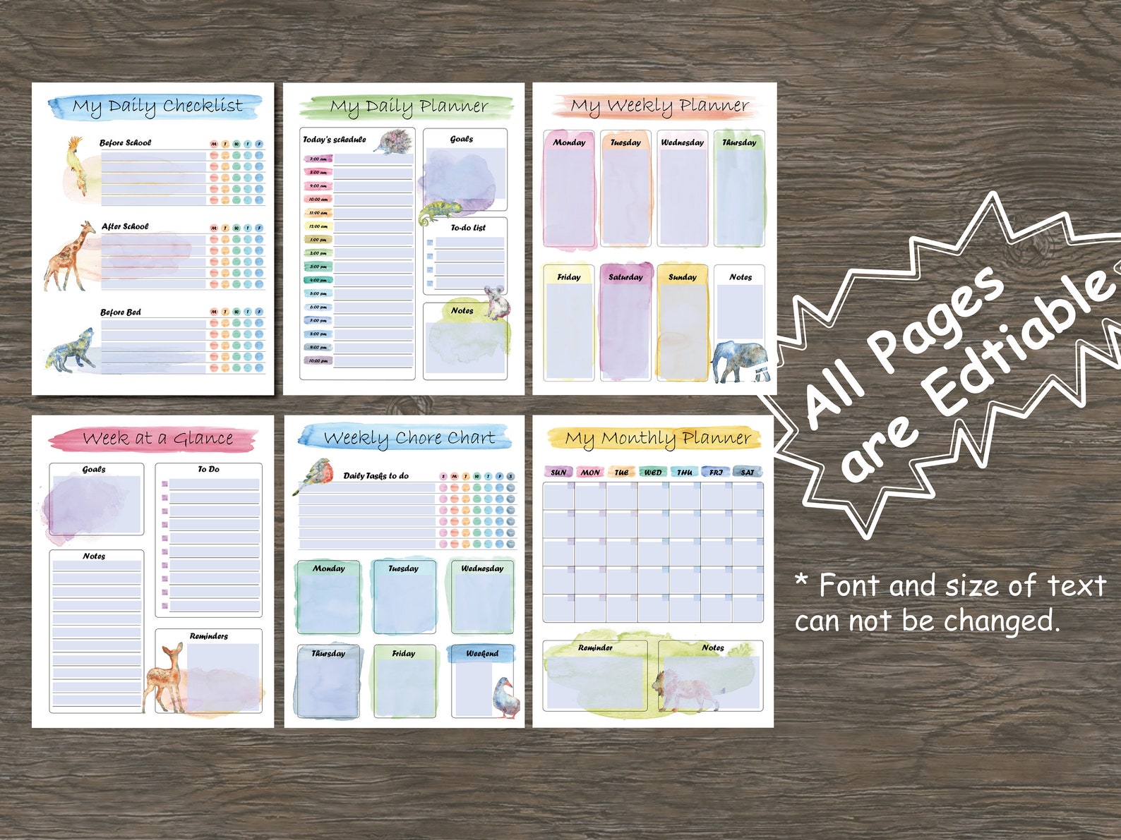 Printable Kids School Planner | Digital Download & Editable | Calendar ...