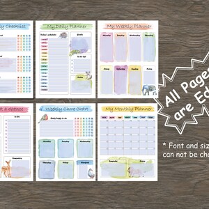 Printable Kids School Planner | Digital Download & Editable | Calendar ...