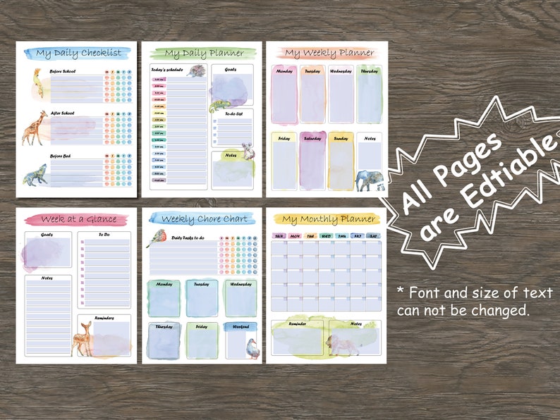 Printable Kids School Planner | Digital Download & Editable | Calendar ...