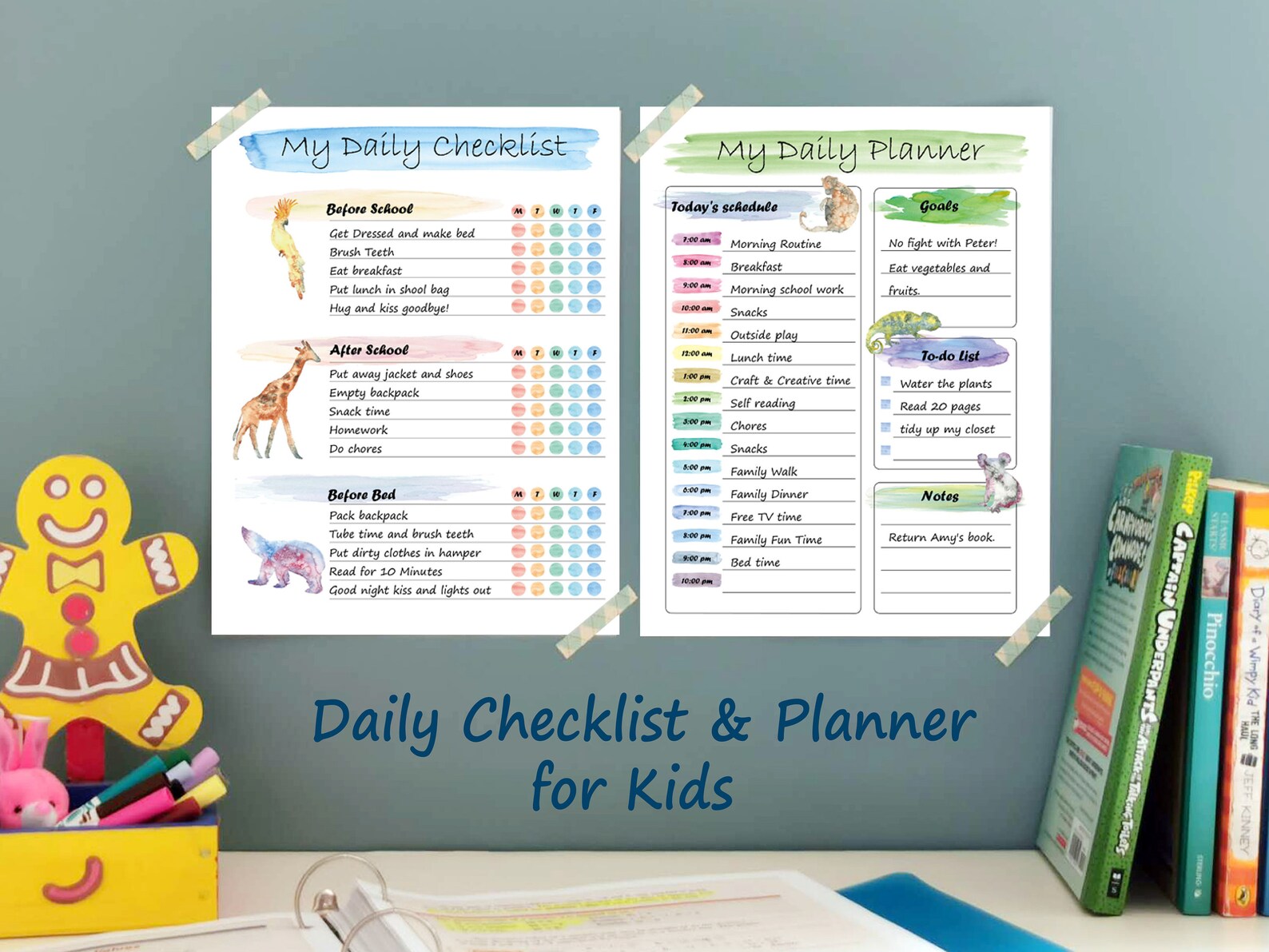 Printable Kids Daily Checklist & Planner | Instant Download | Editable ...