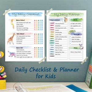 Printable Kids Daily Checklist & Planner | Instant Download | Editable ...