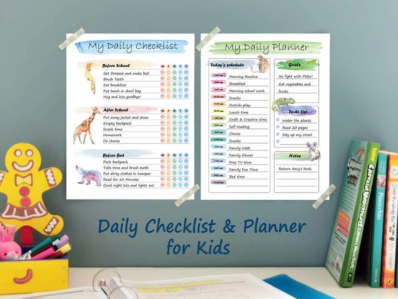 Printable Kids Daily Checklist & Planner | Instant Download | Editable ...