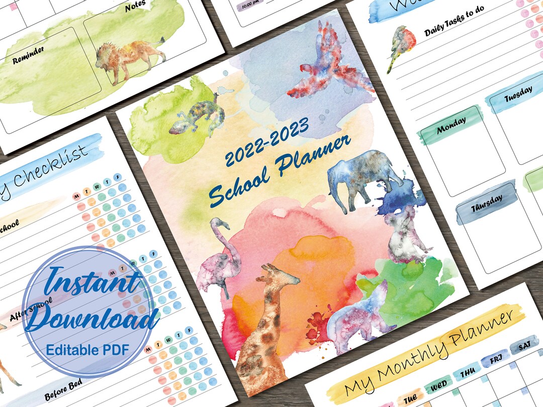 Printable Kids School Planner | 2022-2023 Daily, Weekly, Monthly ...