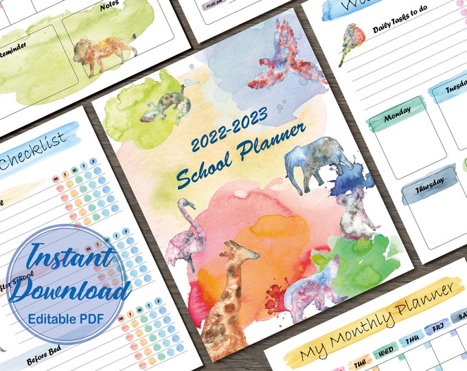 Printable Kids School Planner | Digital Download & Editable | Calendar ...
