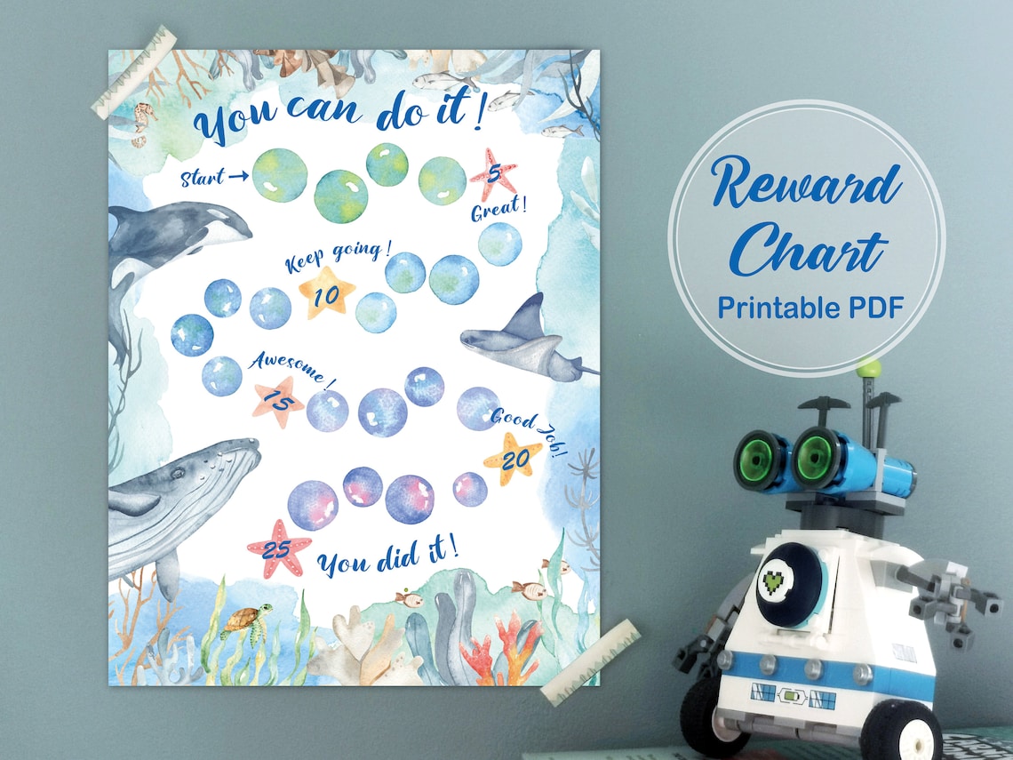 Printable Kids Reward Chart | Digital PDF, Instant Download, Editable ...