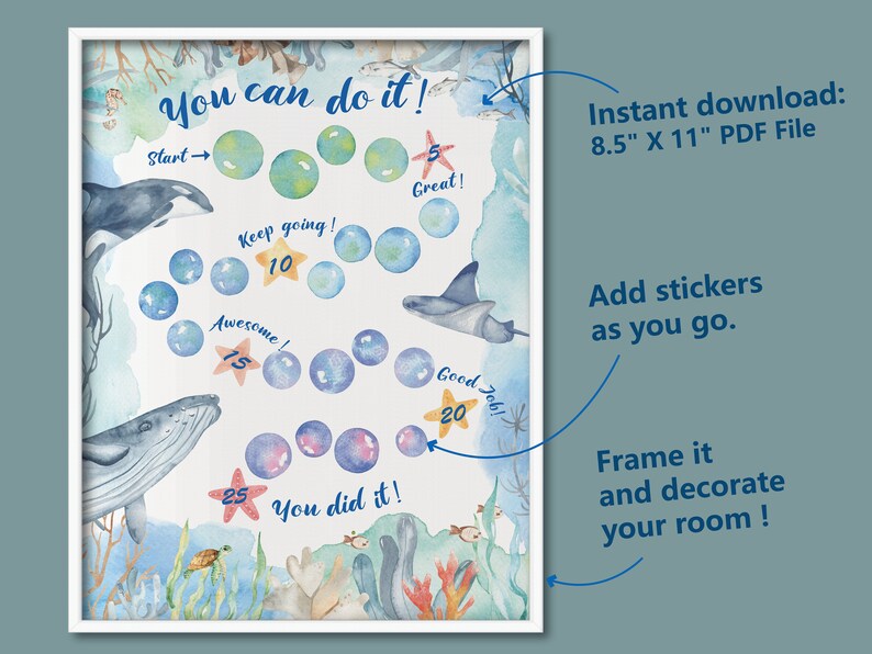 Printable Kids Reward Chart | Digital PDF, Instant Download, Editable ...