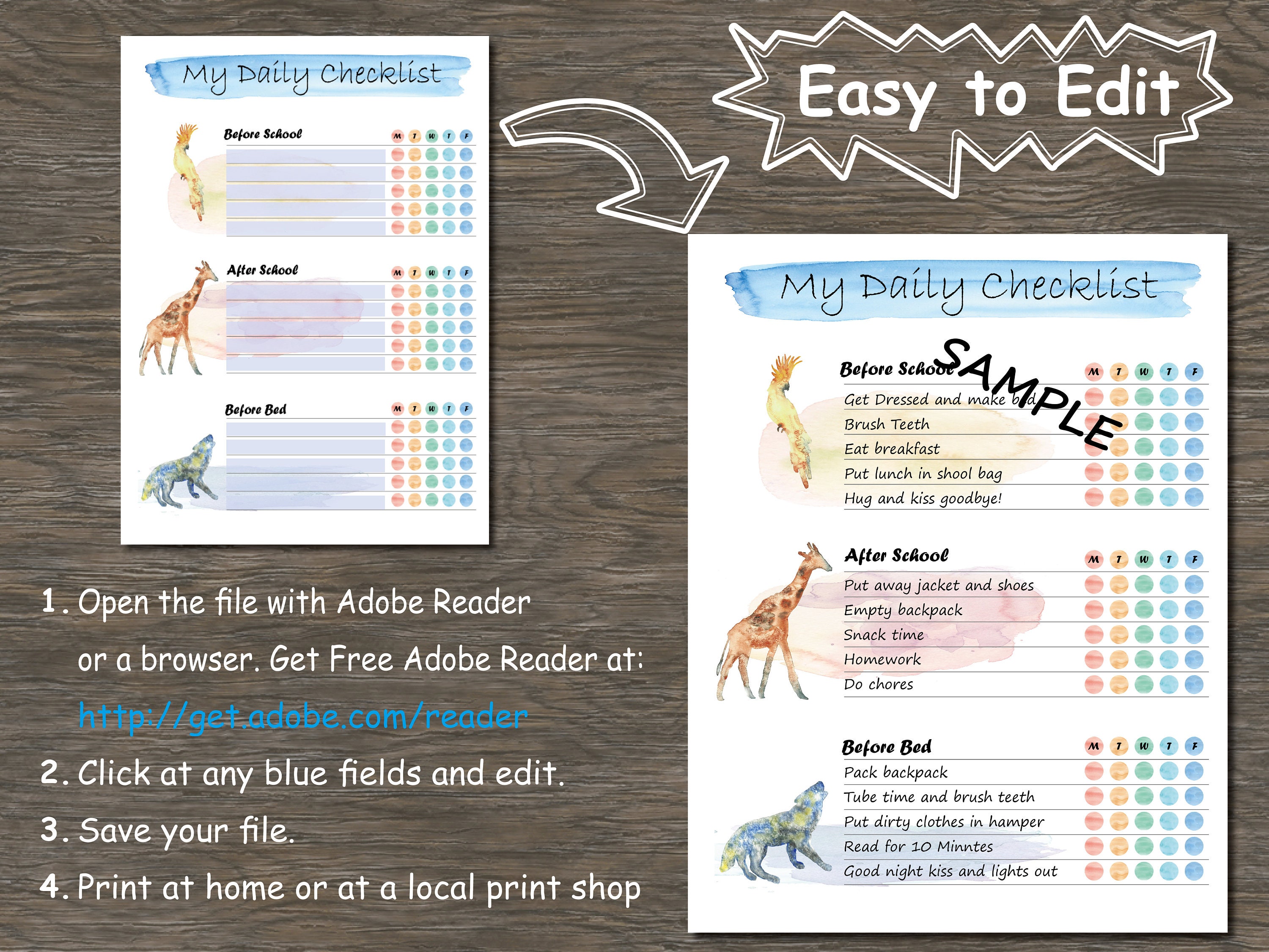 Printable Kids School Planner | Digital Download & Editable | Calendar ...