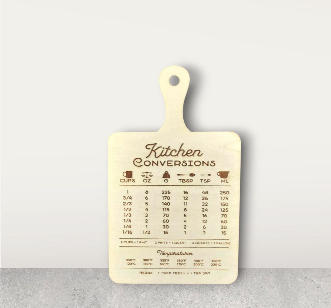 Kitchen Conversion Chart Baker Gift Wooden Board Conversion - Etsy