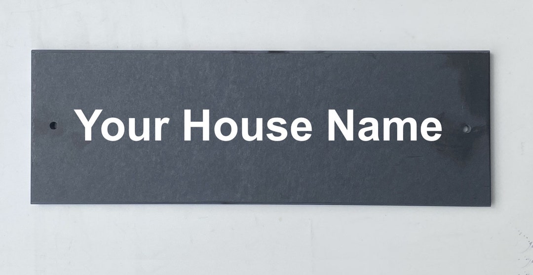 Personalised House Name Sign in Black Slate - Size 30cm X 10cm - Etsy
