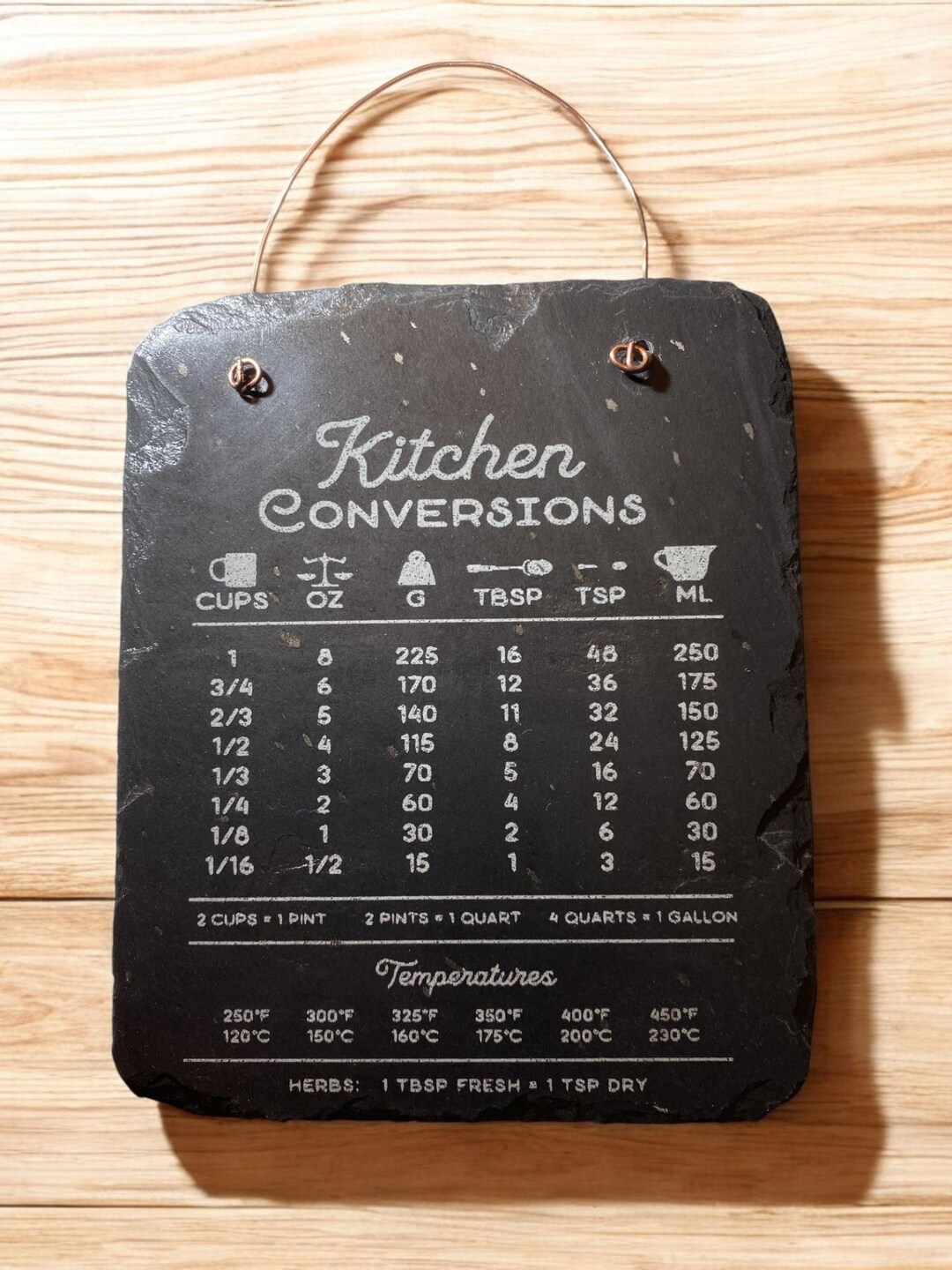 Laser Engraved Slate Kitchen Conversion Chart: Wall Hanging - Etsy
