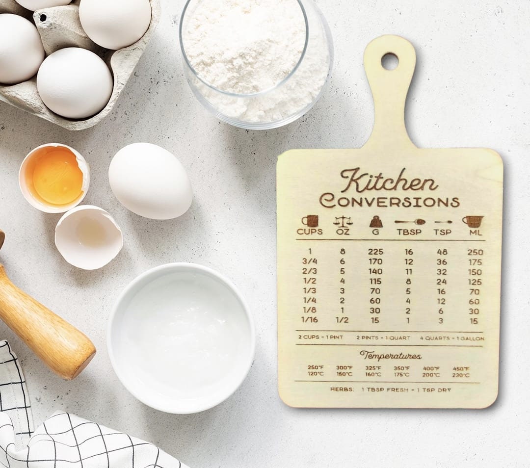 Kitchen Conversion Chart Baker Gift Wooden Board Conversion - Etsy