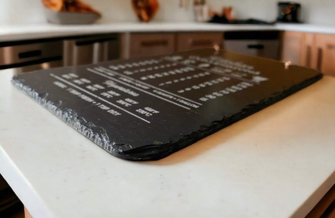 Laser Engraved Slate Kitchen Conversion Chart: Wall Hanging Cooking Aid ...