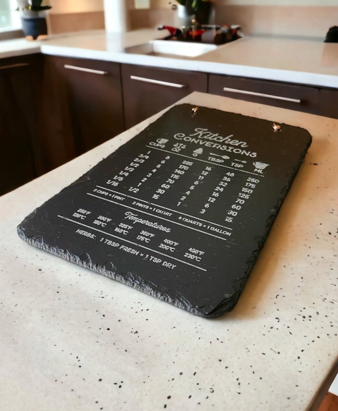 Laser Engraved Slate Kitchen Conversion Chart: Wall Hanging Cooking Aid ...