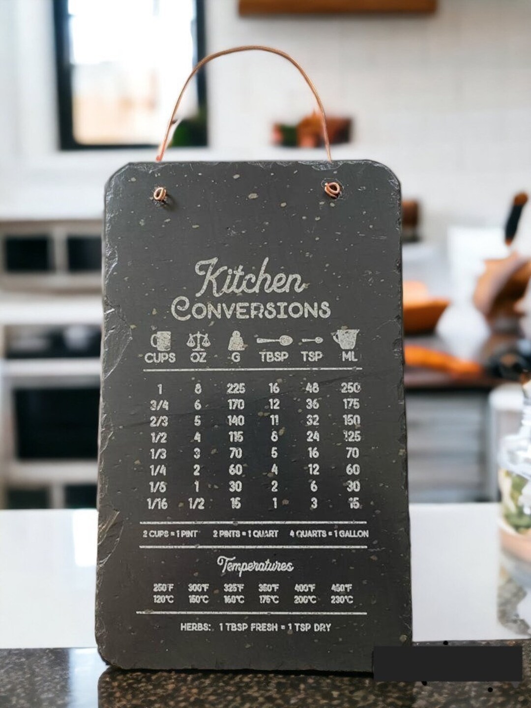 Laser Engraved Slate Kitchen Conversion Chart: Wall Hanging Cooking Aid ...