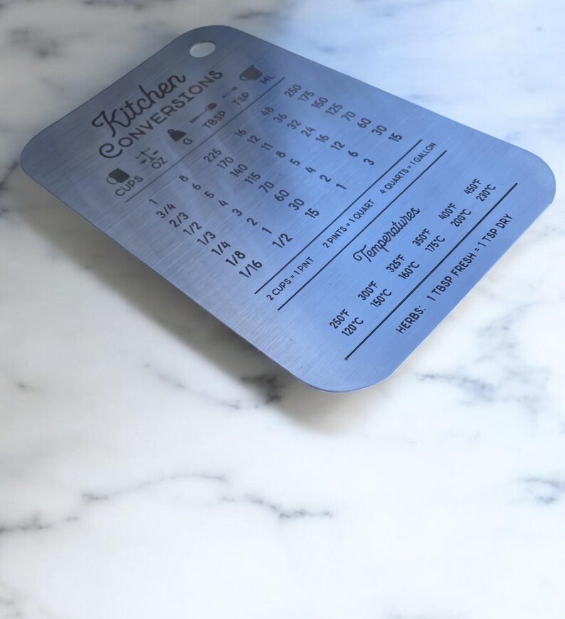 Laser Engraved Stainless Steel Kitchen Conversion Chart - Etsy