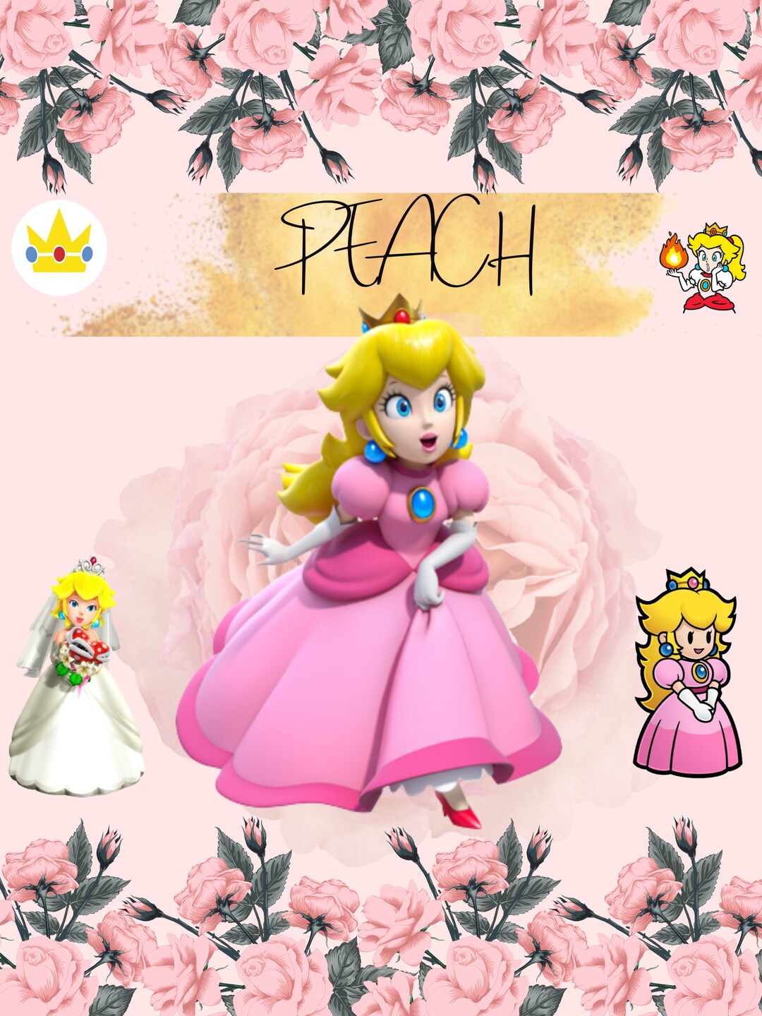 Princess Peach Printable Poster Digital PNG Download Super - Etsy Australia