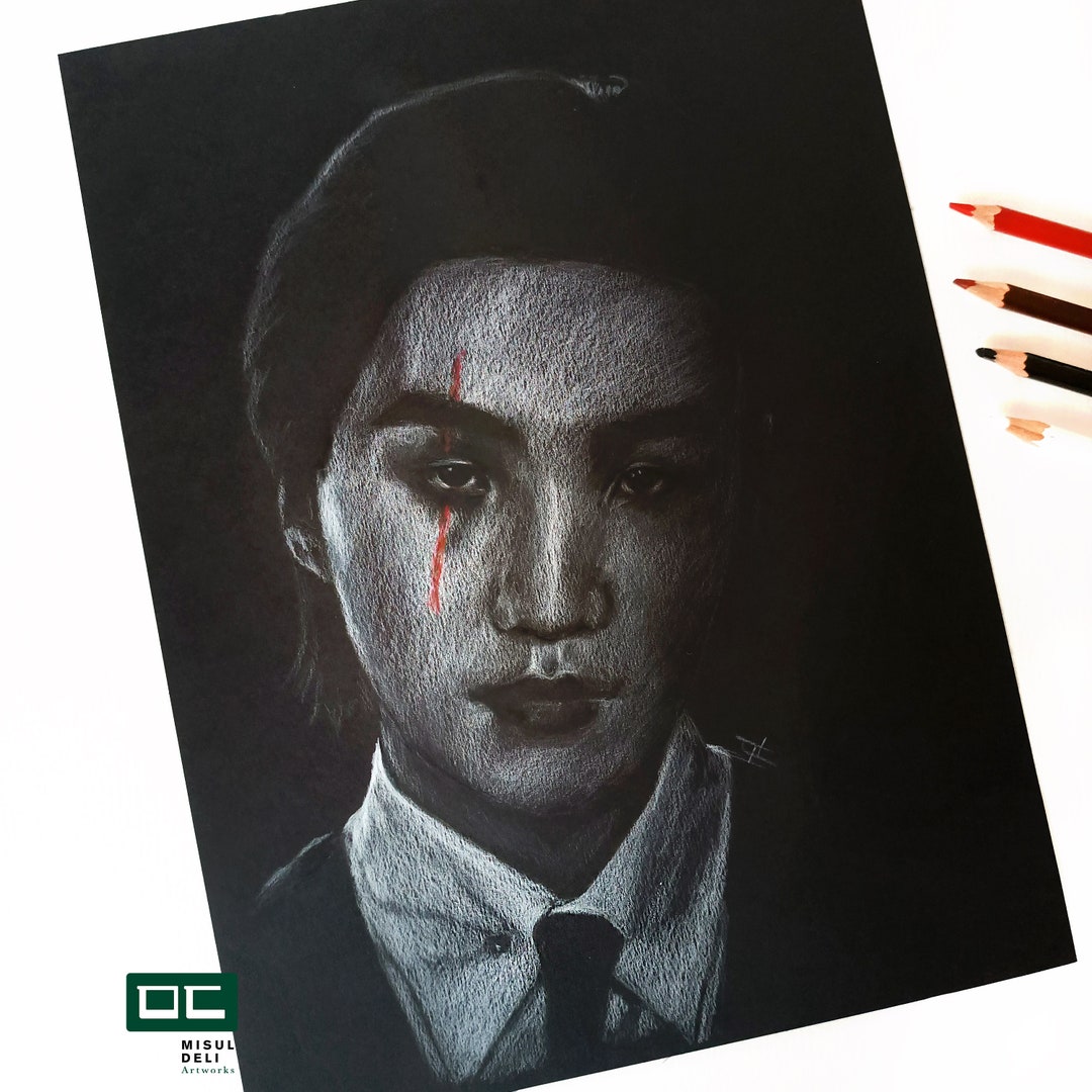 BTS Suga D-day Color Pencil Drawing A4+ || Original Agustd || Fanart ...