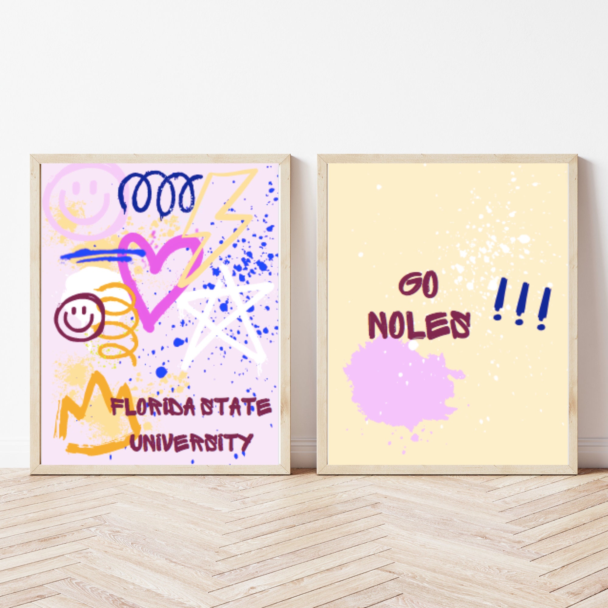 Set of 2 College Posters, Preppy Wall Art Printables, FSU Wall Decor - Etsy