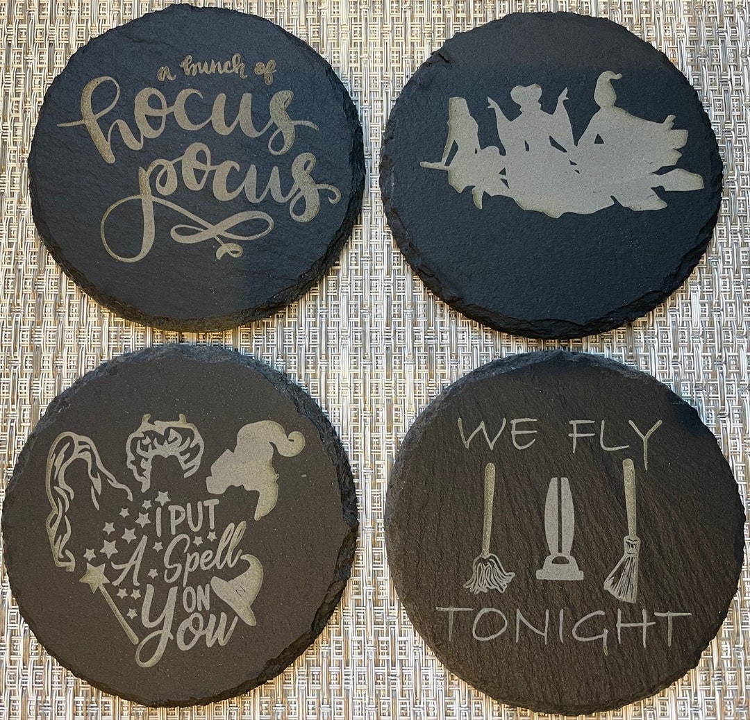 Hocus Pocus Halloween Set of 4 SLATE COASTERS ROUND - Etsy