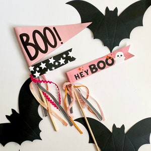 Printable Halloween Pennant Flags | Kids Boo Basket Flag | Halloween ...
