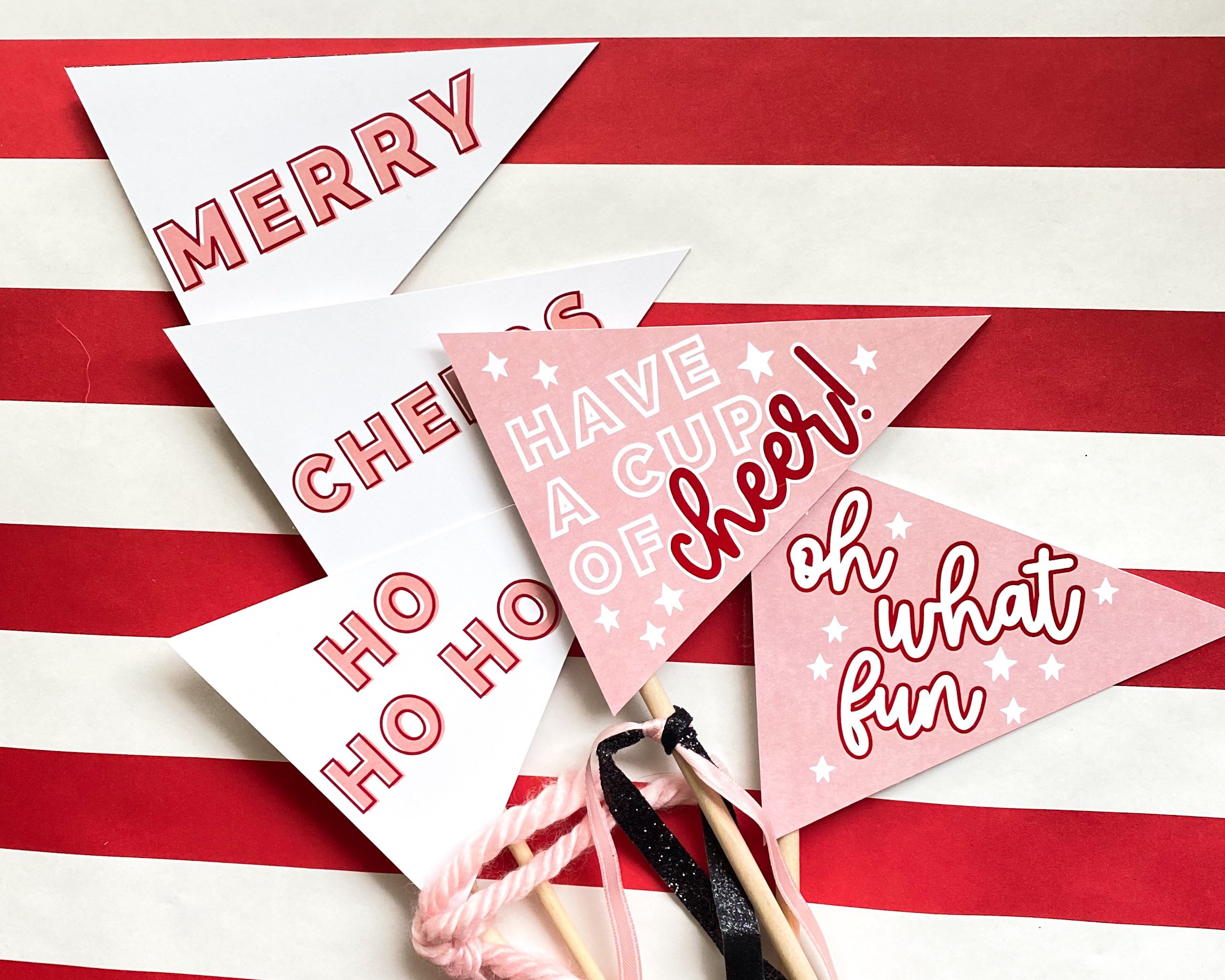 Merry Everything Printable Christmas Pennant Flags BUNDLE | Christmas ...