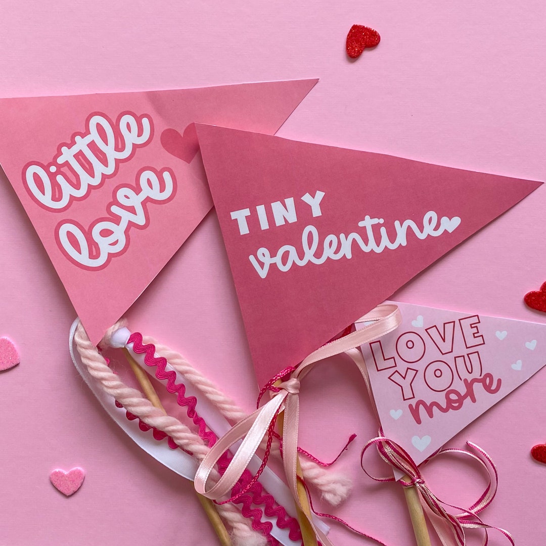 Tiny Valentine Printable Valentines Day Pennant Flags | V-day Holiday ...