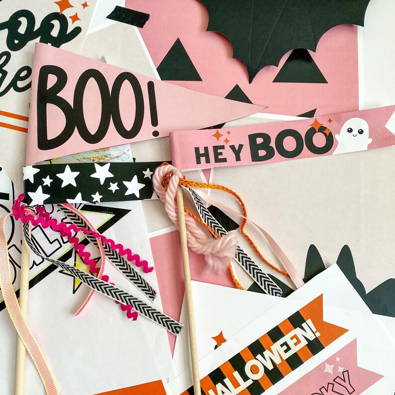 Printable Halloween Pennant Flags | Kids Boo Basket Flag | Halloween ...