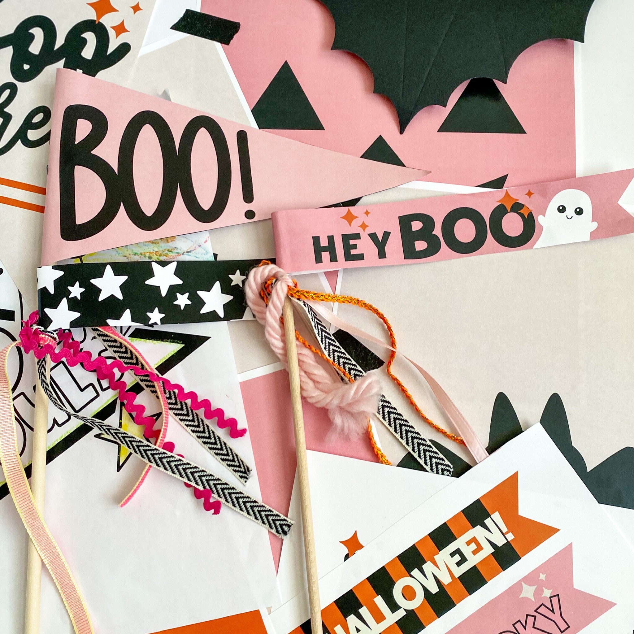 Printable Halloween Pennant Flags | Kids Boo Basket Flag | Halloween ...