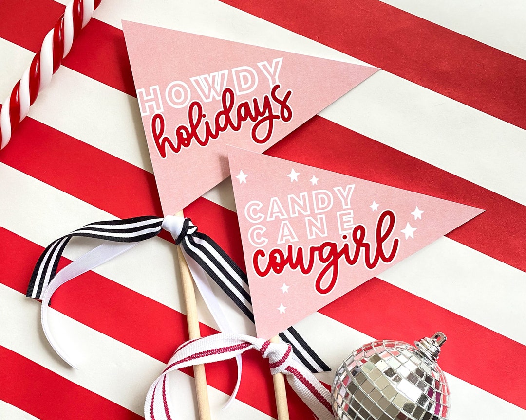 Candy Cane Cowgirl Printable Christmas Pennant Flags Christmas Holiday ...
