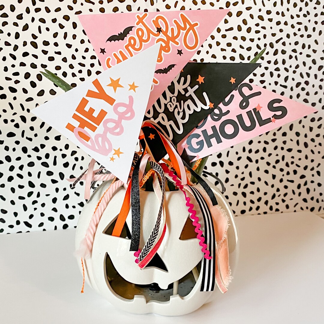 Printable Halloween Pennant Flags | Kids Boo Basket Flag | Halloween ...