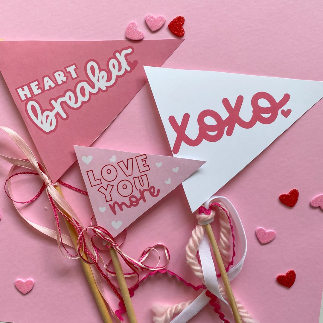 Heartbreaker Printable Valentines Day Pennant Flags | V-day Holiday ...