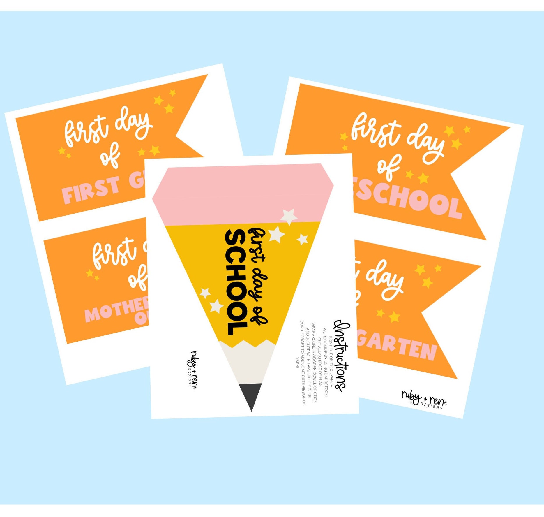 Back to School Printable Kids Pennant Flags | Kids Basket Decor Flag ...