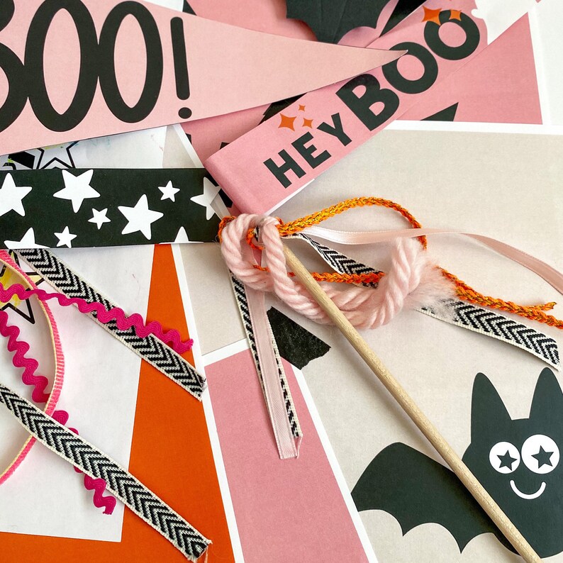 Printable Halloween Pennant Flags | Kids Boo Basket Flag | Halloween ...