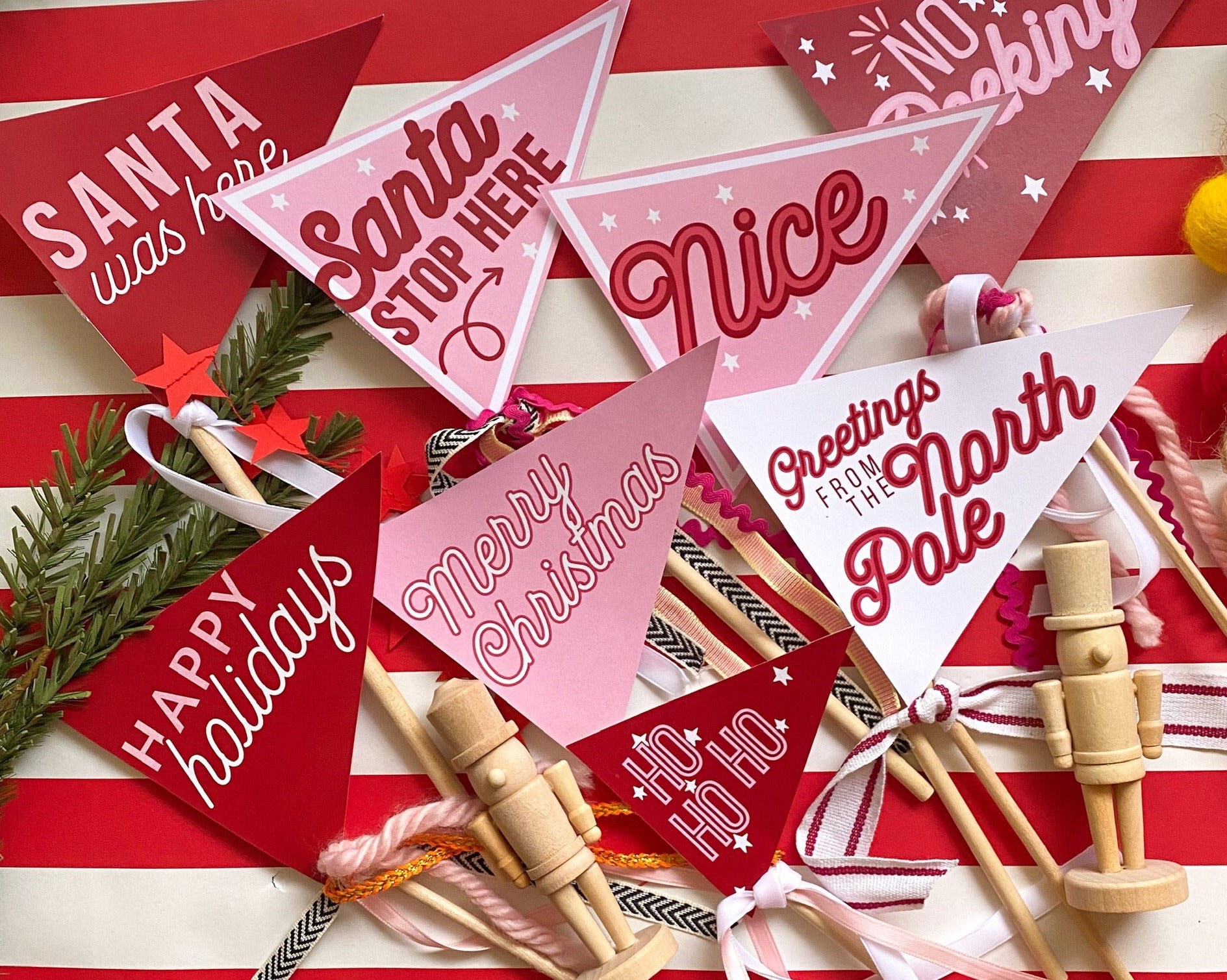 Printable Christmas Pennant Flags BUNDLE | Christmas Holiday Printable ...