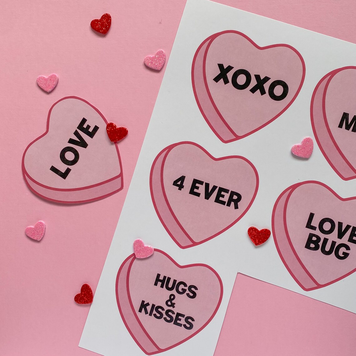 Candy Hearts Printable Valentines Day Prints | V-day Holiday Printables ...