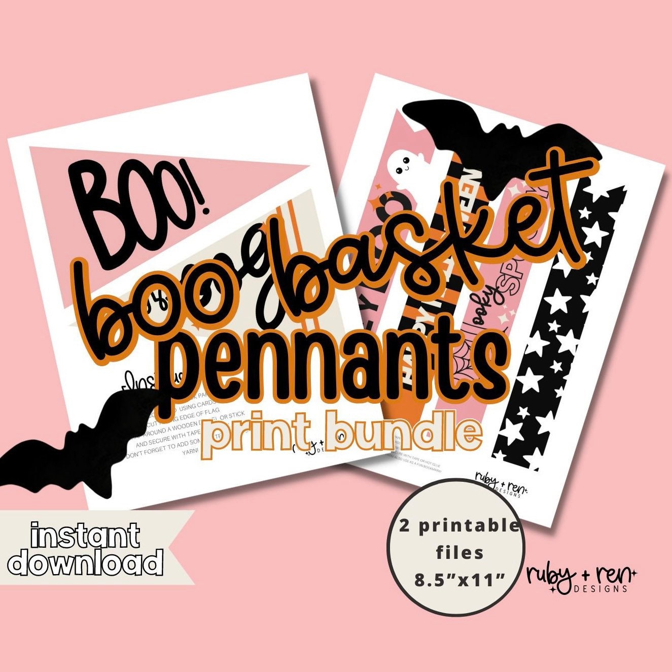 Printable Halloween Pennant Flags | Kids Boo Basket Flag | Halloween ...