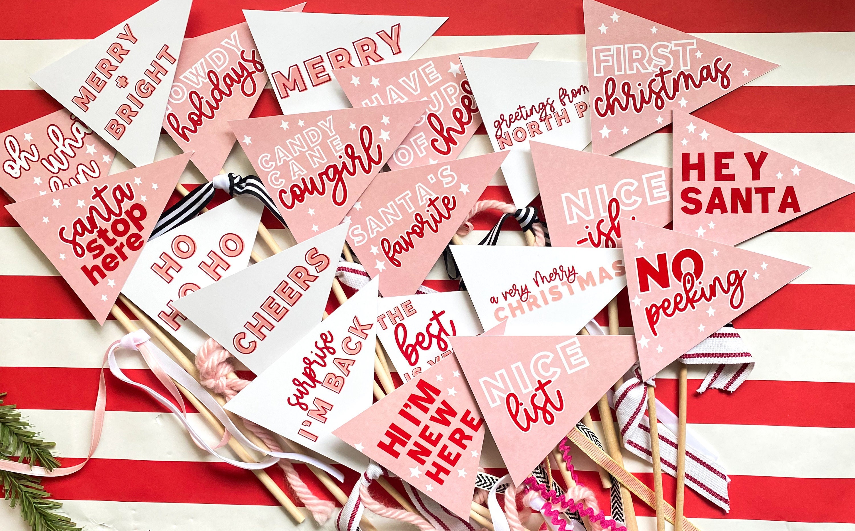 Merry Everything Printable Christmas Pennant Flags BUNDLE | Christmas ...