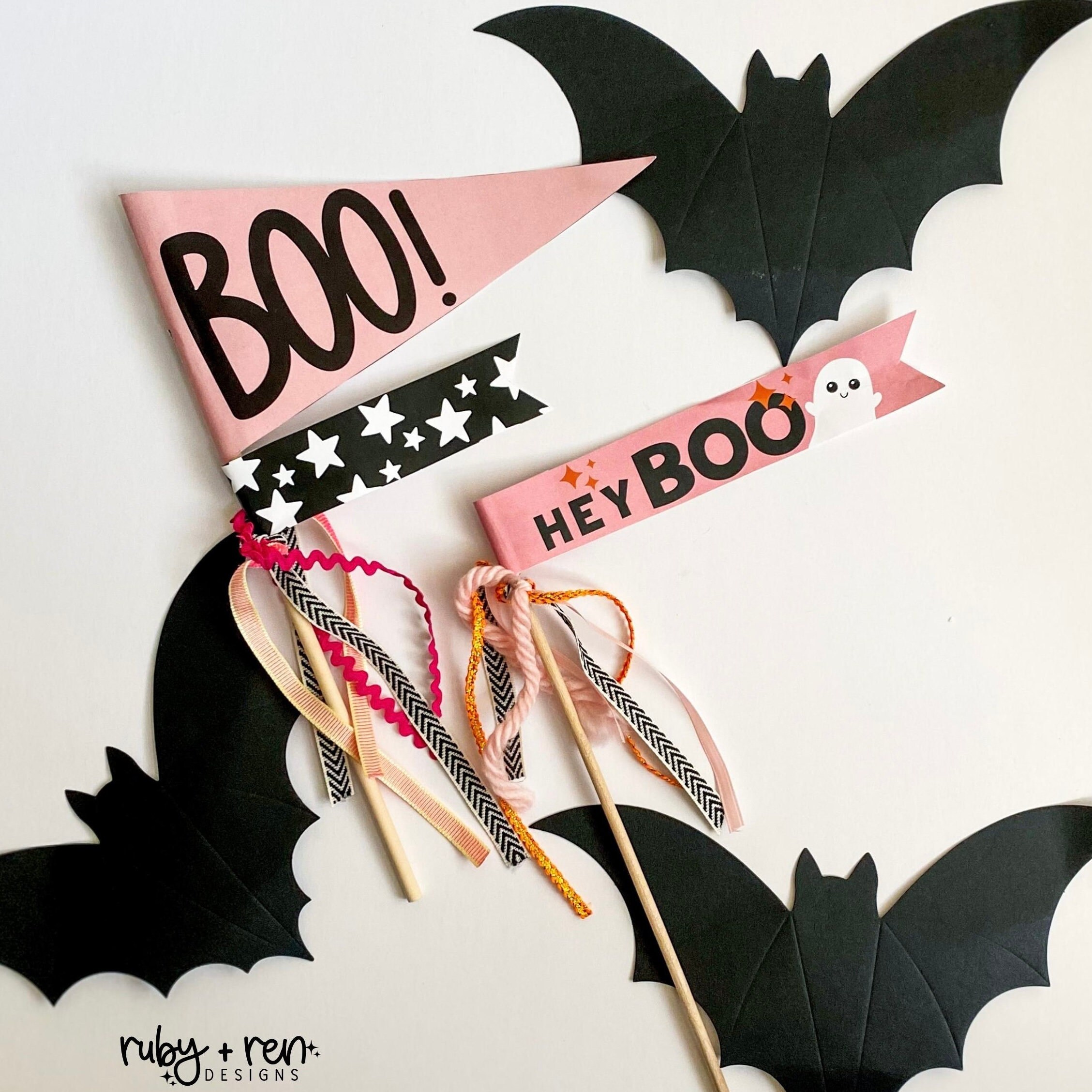 Printable Halloween Pennant Flags | Kids Boo Basket Flag | Halloween ...