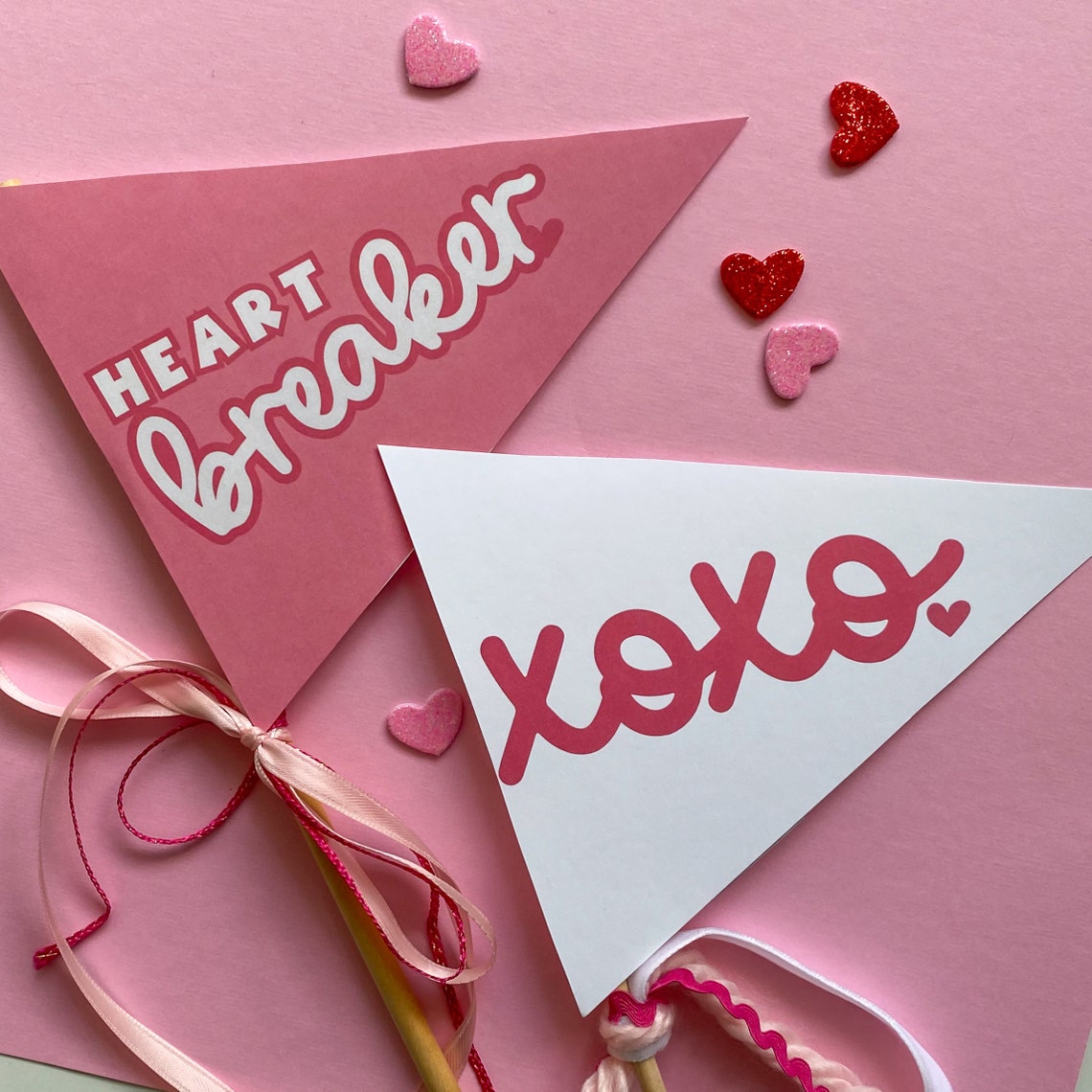 Heartbreaker Printable Valentines Day Pennant Flags | V-day Holiday ...
