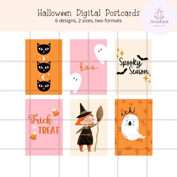 Halloween Postcards - Etsy