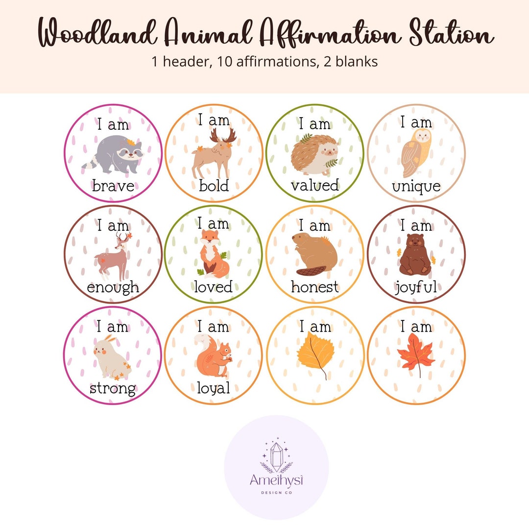 Cute Autumn Fall Woodland Animals Affirmation Station - Etsy