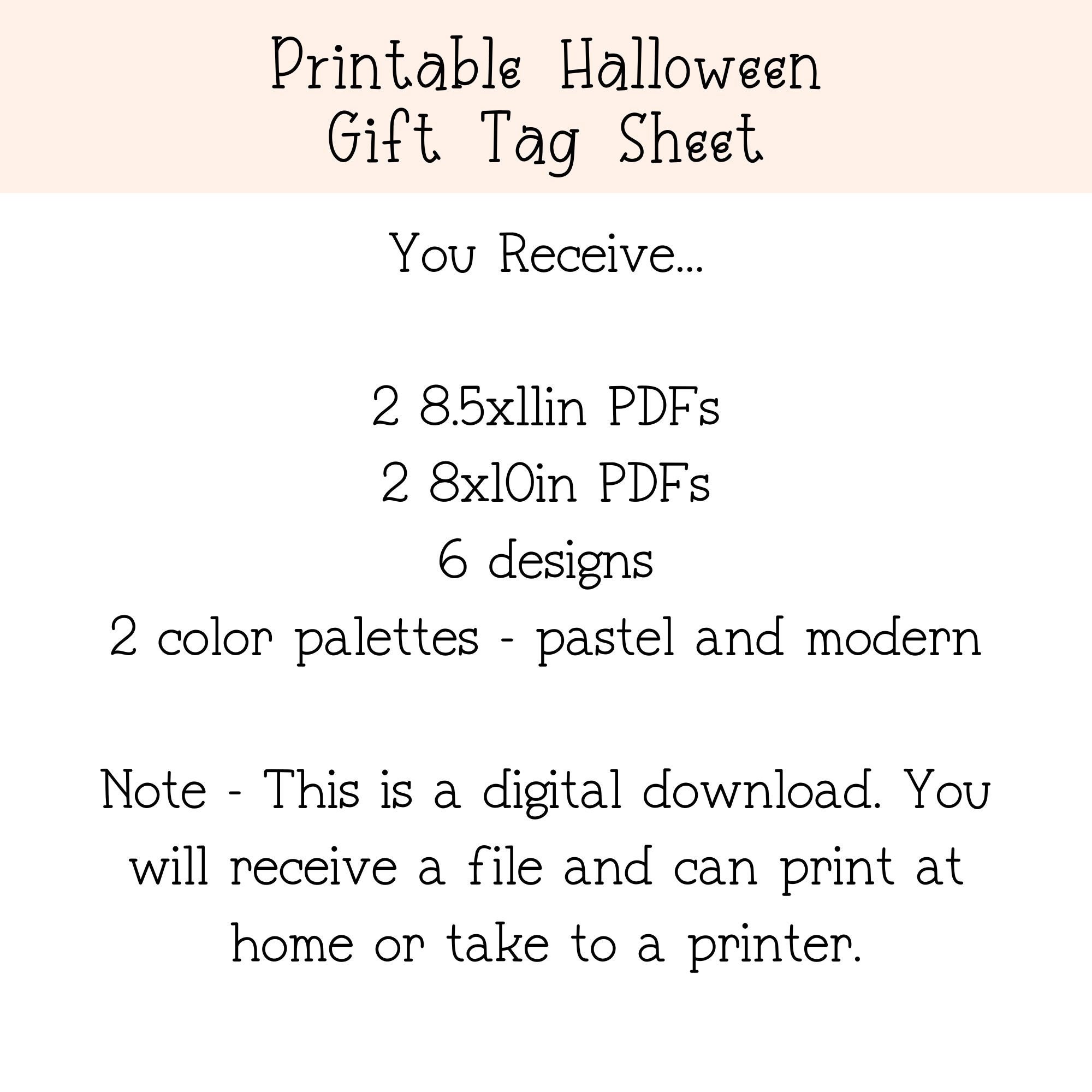 Cute Halloween Pastel Printable Gift Tags Digital Download PDF - Etsy