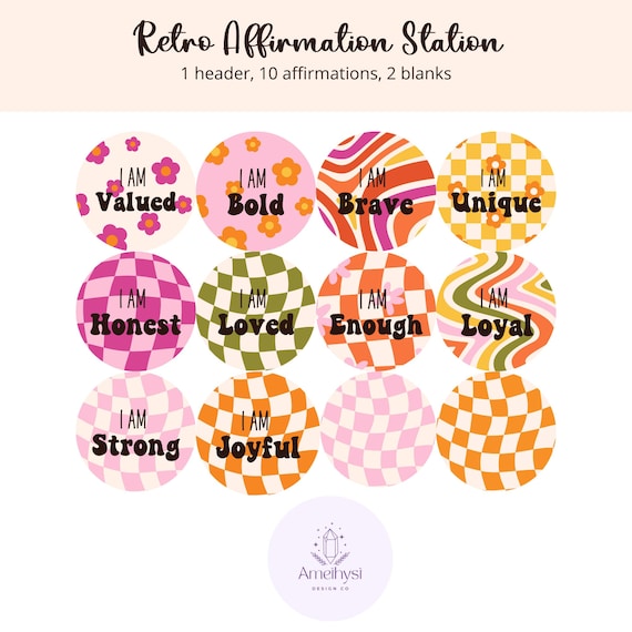 Retro Colorful Daisy Affirmation Station Motivation Mirror - Etsy