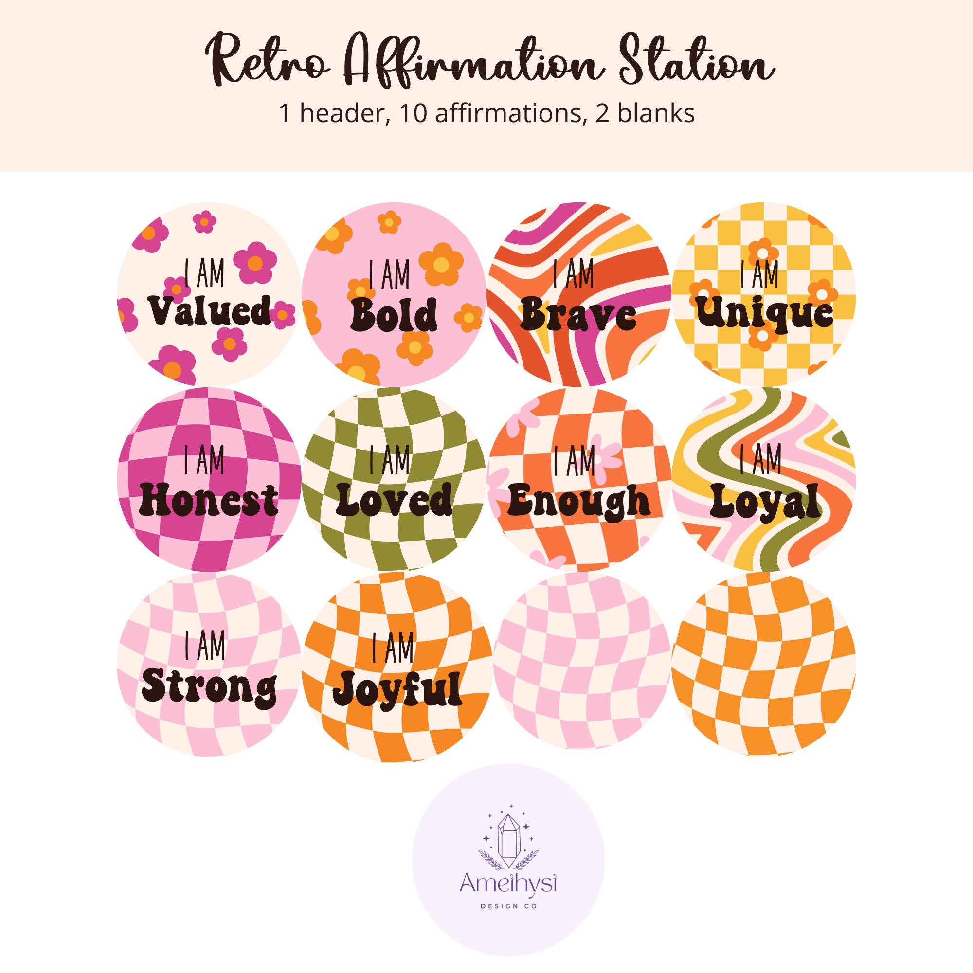 Retro Colorful Daisy Affirmation Station Motivation Mirror Display ...