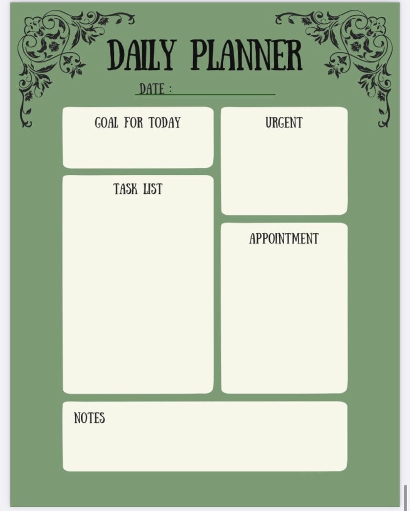 Sage Green Planner Template - Etsy