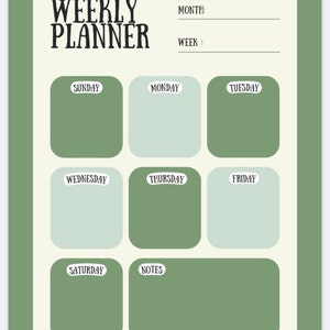 Sage Green Planner Template - Etsy