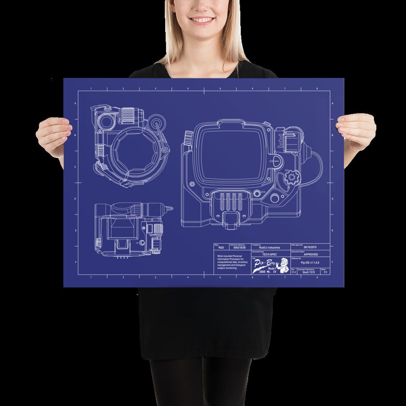 Pip-boy Blueprint Poster Fallout Inspired Pip-boy 3000 Mark 4 Poster ...