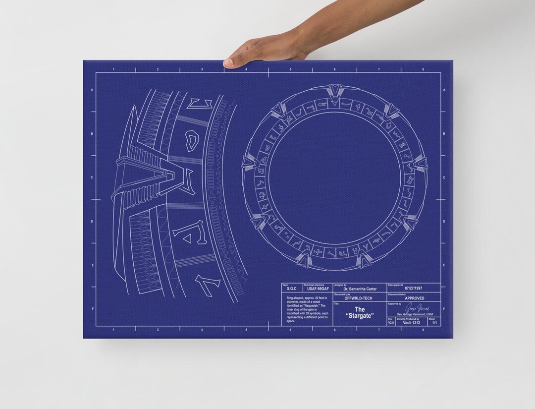 Stargate Blueprint Stretched Canvas | Stargate Collectible Gift - Etsy