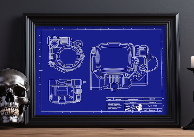 Pip-boy Blueprint Poster Fallout Inspired Pip-boy 3000 Mark 4 Poster ...