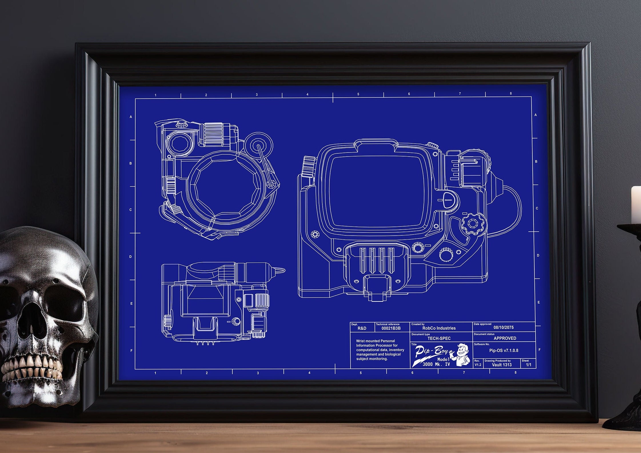Pip-boy Blueprint Poster Fallout Inspired Pip-boy 3000 Mark 4 Poster ...